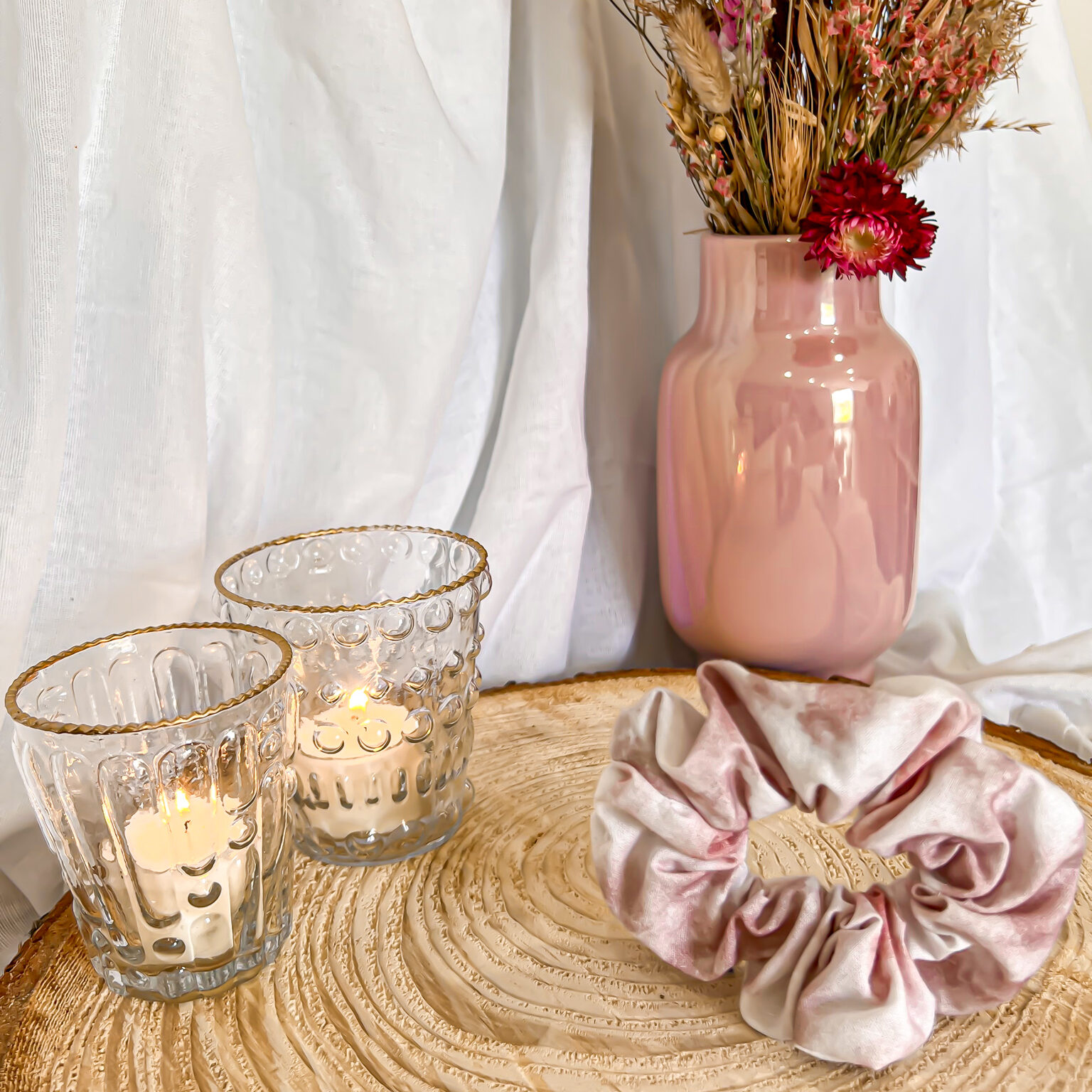 Chouchou Nature Artémis rose - Les créations de Julia